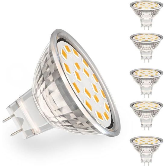 Lot De 6 Ampoules Led Mr11, Culot Gu4 À Deux Broches Acdc 12 V 3 W (Équivalent À Des Ampoules ...