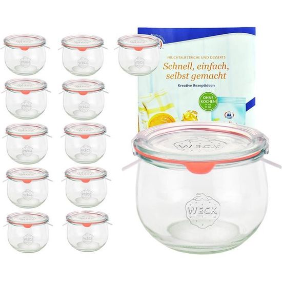 MamboCat Weck Set de 12 bocaux 580 ml en forme de tulipe avec couvercle Anneau de conservation ...