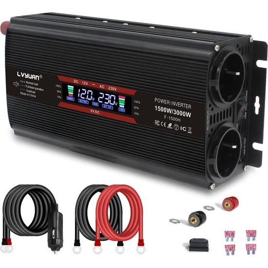 Convertisseur 12v 220v 1500W -3000W convertisseur de Tension Onduleur ...