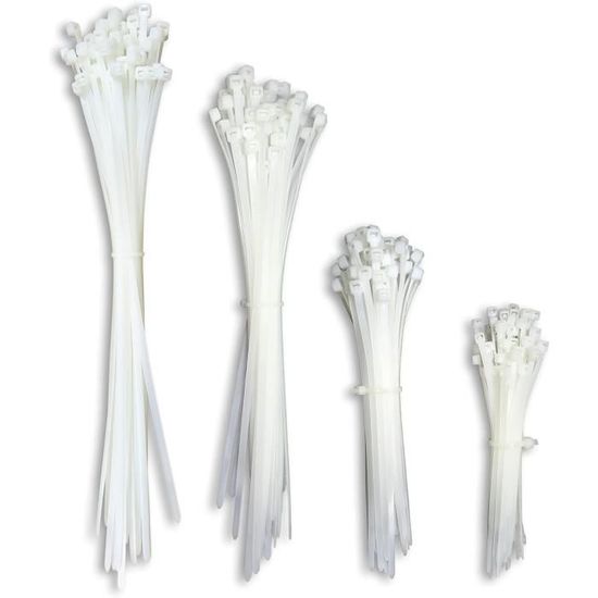 Lot de 200 colliers de serrage en plastique en 4 dimensions différentes ...