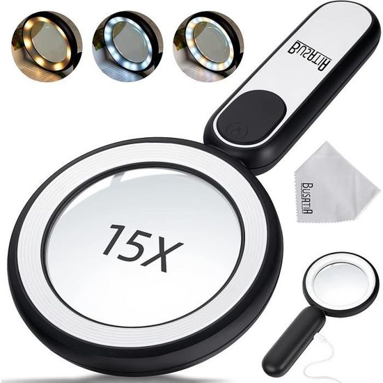 Loupe Rechargeable 15X BUSATIA avec 21 LED et 3 Modes d'éclairage - Cdiscount Appareil Photo