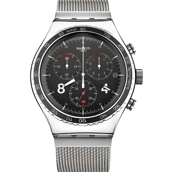 Montre Homme Swatch Irony Chrono Blackie YVS401G Bracelet à mailles ...