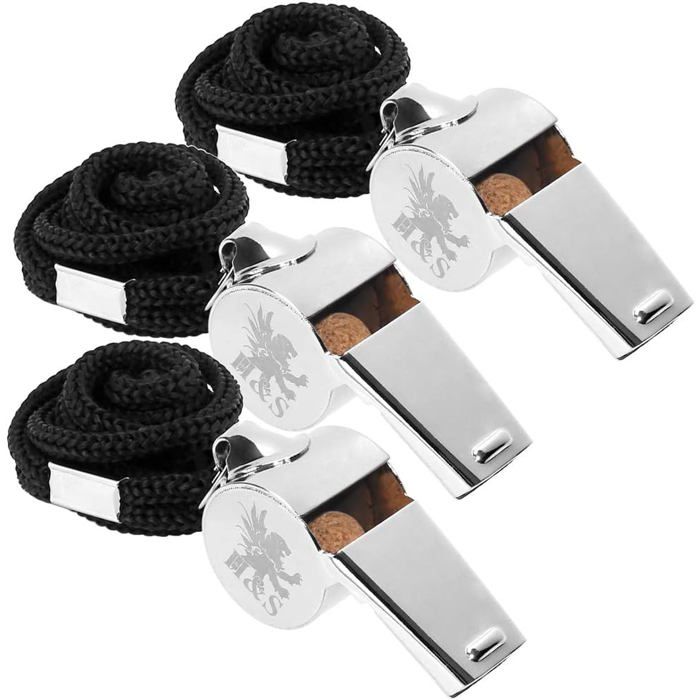HS Sifflet en Acier Inoxydable avec Cordon Noir - Lot de 3 - Sifflet ...