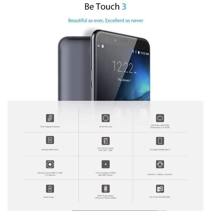 Téléphone débloqué 204203701 UMI plus E Android 6.0 5,5 pouces 4G phablet Helio P20 Octa de base ...