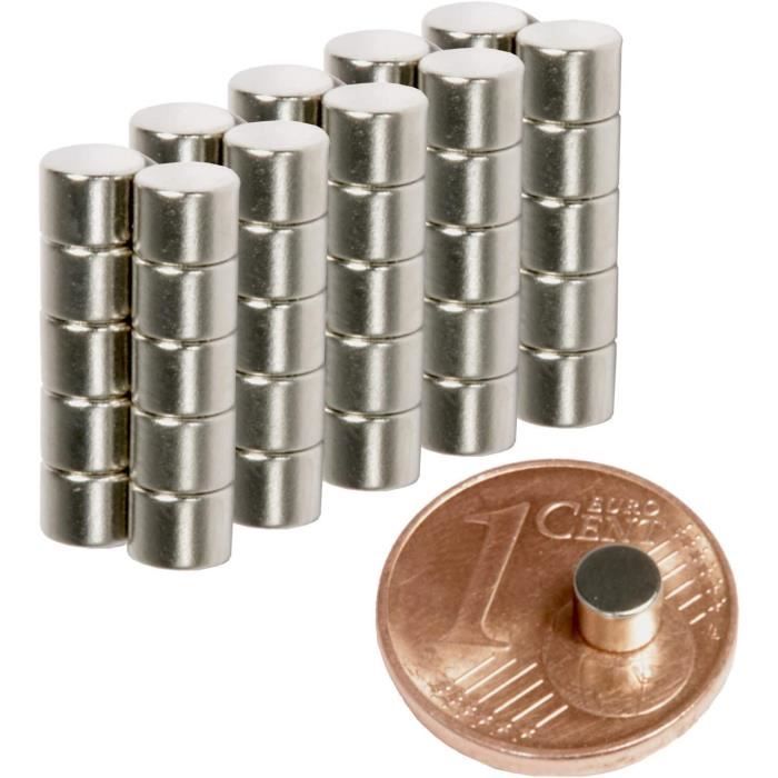 Lot de 100 aimants en néodyme N52 490 g – Cylindre magnétique 4 mm de ...