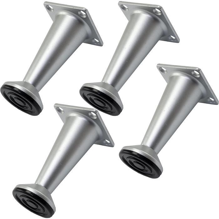 : 4x Pieds vérin de meuble réglable ajustable Ø33 H80mm (Argent mat ...