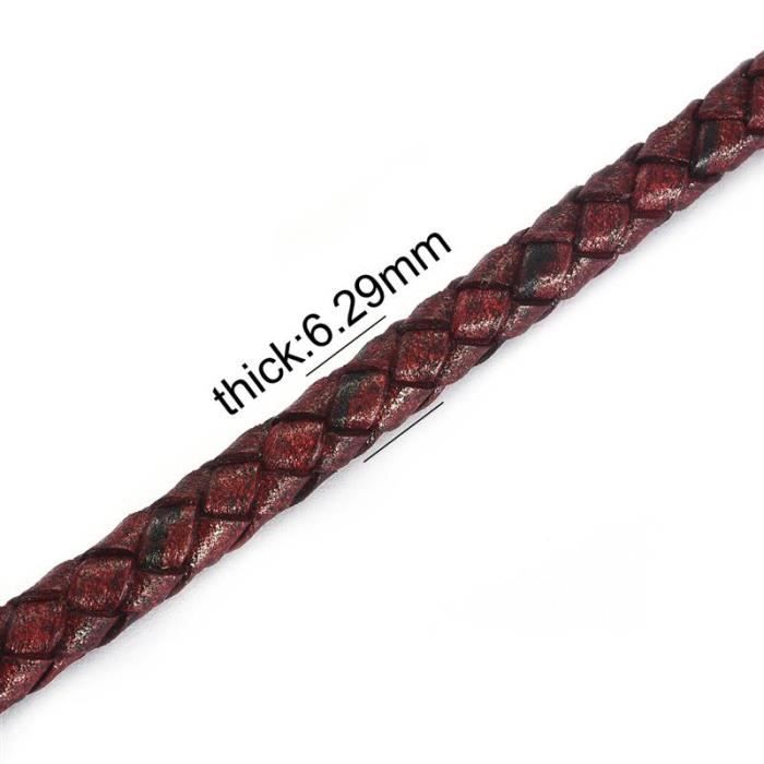 Cordon rond en cuir véritable tressé noir, cordon pour Bracelet ...