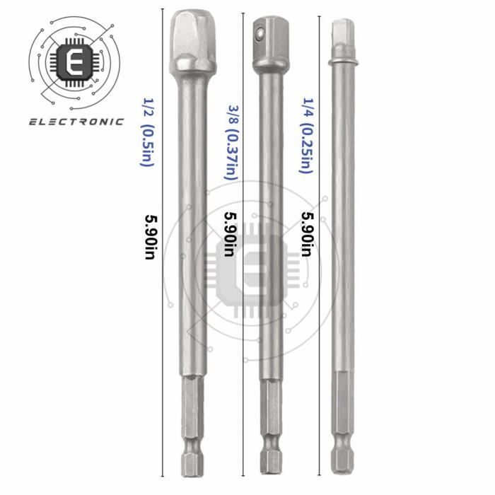 Cle a cliquet,Perceuse électrique hexagonale 1-4 3-8 1-2 " , jeu d'embouts de prise, adaptateur ...