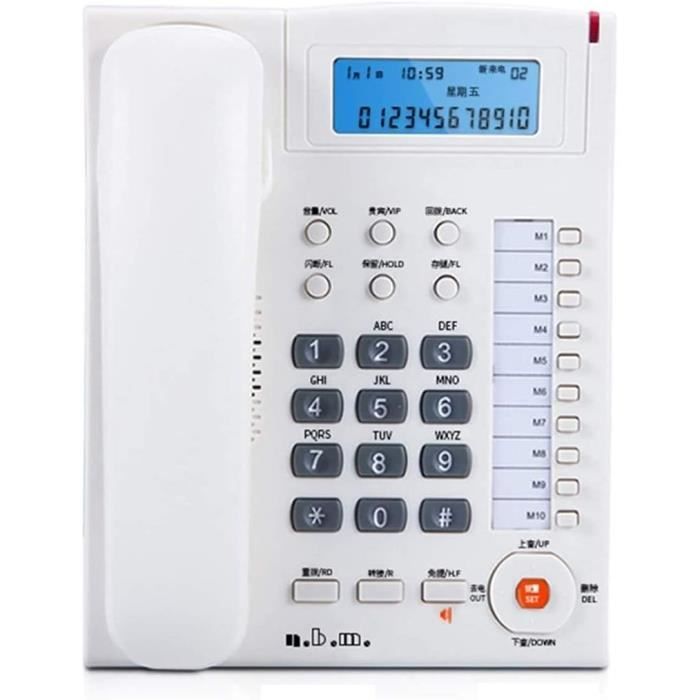 Téléphone Fixe Fixe Téléphone Filaire Noir Blanc Téléphone Fixe Professionnel À Domicile Avec ...