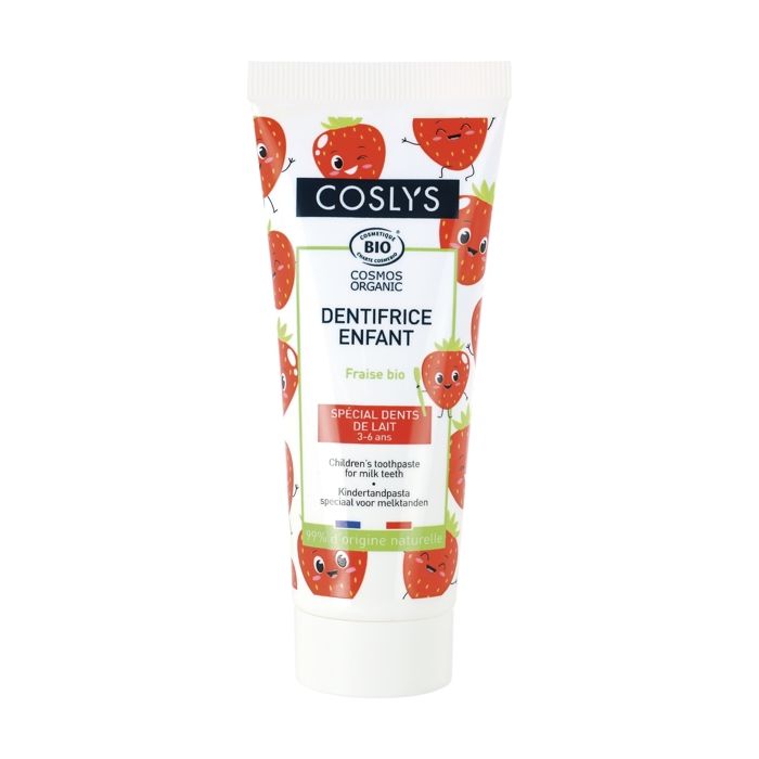 Dentifrice Enfant - Coslys - Fraise Bio - 50ml - Sans Fluor - 98% Ingrédients Naturels ...