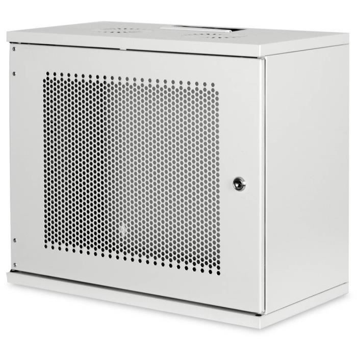 Boîtier mural - DIGITUS - DN-19-09U-S-PD - 9 UH - Gris clair (RAL 7035) - Tôle d'acier robuste ...