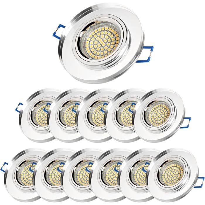 Pack De 12, Ensemble De Spots Encastrables 60Smd 3W Led 230V, Douille ...