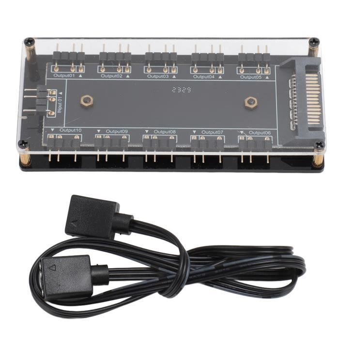 HURRISE Hub ARGB 10 Ports RGB pour Ventilateur, Compatible 5V 3pin ...