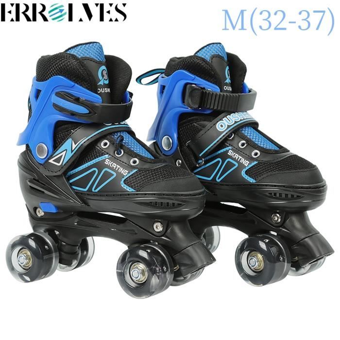 ERROLVES® Patin à Roulette - Patin Quad Enfant Bleu Réglable (M 32-37 ...
