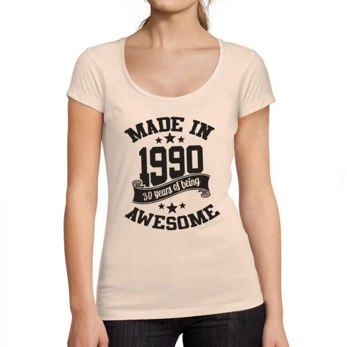 Femme Tee-Shirt Fabriqué En 1990 – Made In 1990 – 33 Ans T-Shirt Cadeau ...