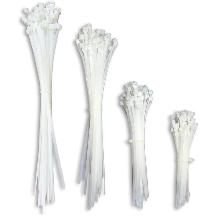 Lot de 200 colliers de serrage en plastique en 4 dimensions différentes ...