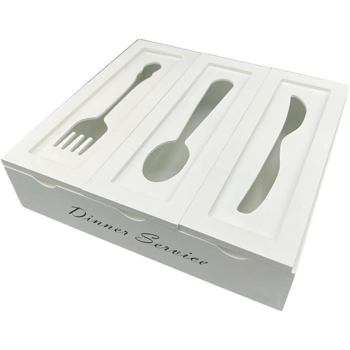Porte-Couverts Cuisine 3 Compartiments En Bois Blanc Porte-Couverts De ...