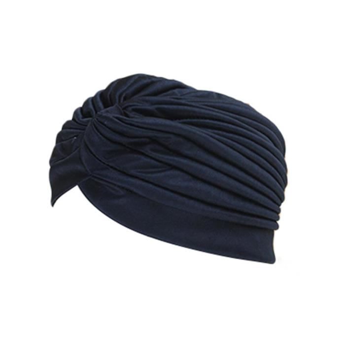 BONNET DE BAIN,Black--Bonnet de bain en Nylon élastique, Turban ...
