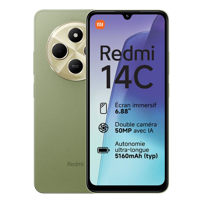 Téléphone mobile - XIAOMI - Redmi 14C - Écran 6,88 pouces - 6 Go RAM ...