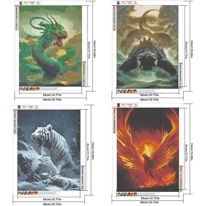 Diamond Painting Lot De 4 40X50 Cm Tableau Diamant Tortois-Tortue ...