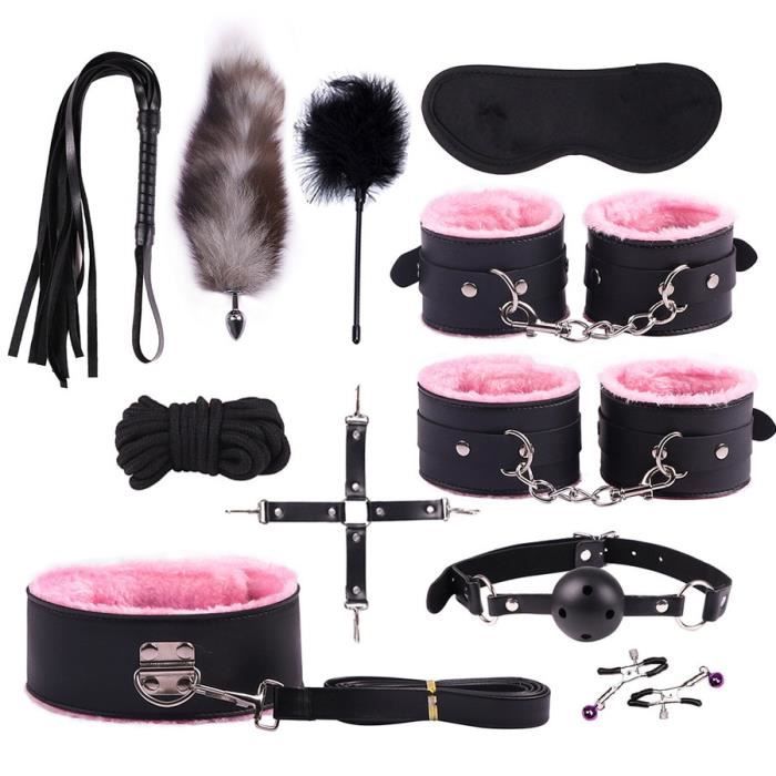 Ensemble En Cuir Sexy Pour Le Bondage Kits Menottes Avec Peluche Jeux