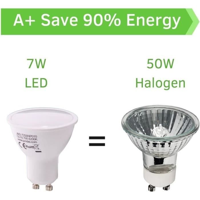 Ampoule Led Gu10 7W, Blanc Neutre 4200K, 650 Lumens, Non Dimmable - Boîte De 10 Unités ...