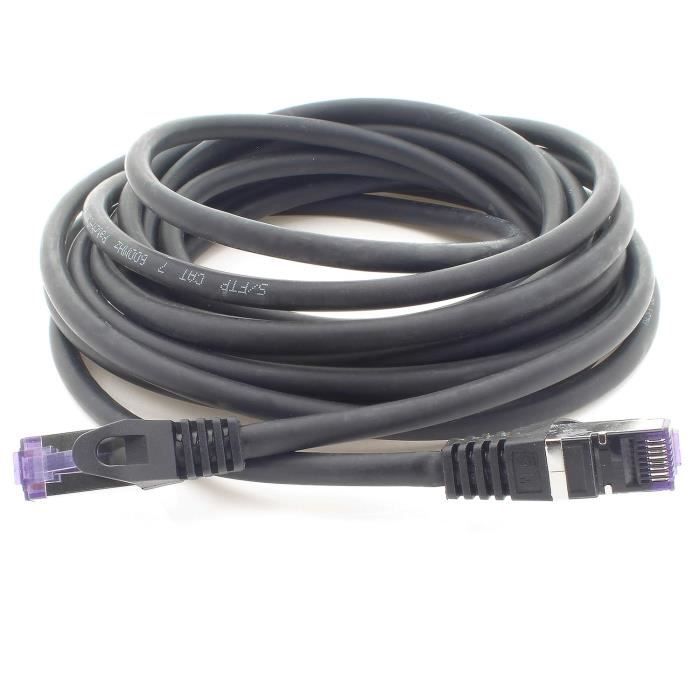 Cat.7 Câble Réseau 1M Noir 5 Pièces Cat7 Câble Ethernet Poe Lan 10 Gb S ...
