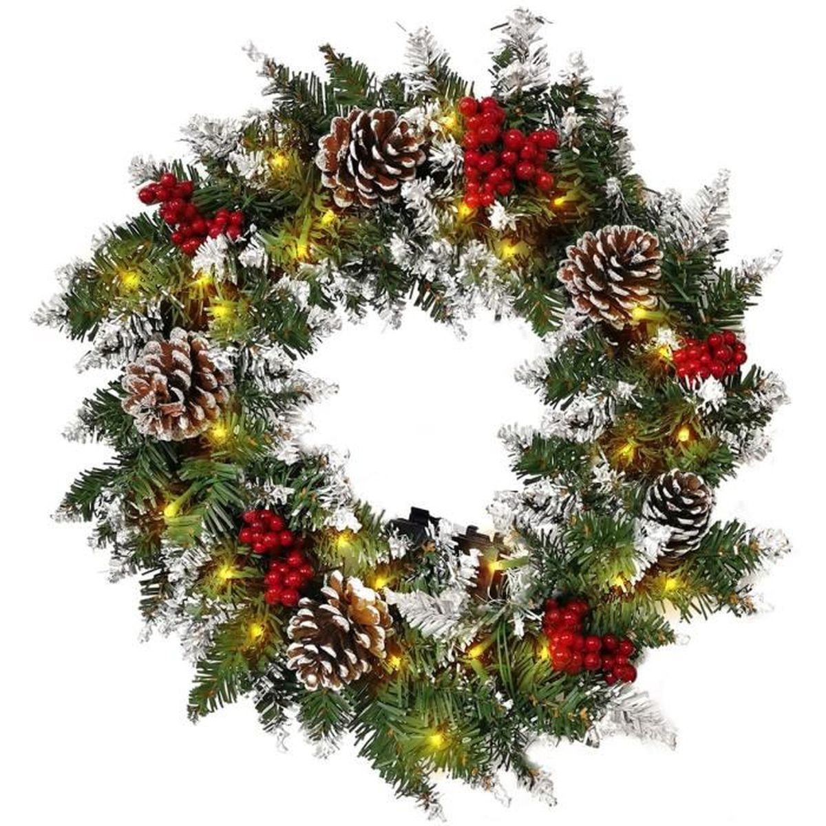 GOBRO Couronne de Noël Couronne de pin artificielle avec des poils d ...