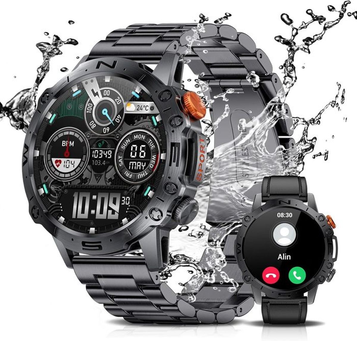 Montre Connectée Homme Femme avec d’Appel Bluetooth 1,7'' Smartwatch ...