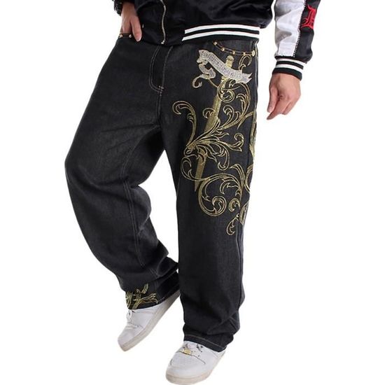 Minetom Pantalons Hommes Hip Hop Jeans Style Hipster Baggy Jeans Rap ...