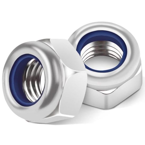 M5 Ecrou 10 Pièces, Ecrou Frein A2 V2A Acier Inoxydable 304, Ecrous Inox Din 985 Avec Inserts En ...