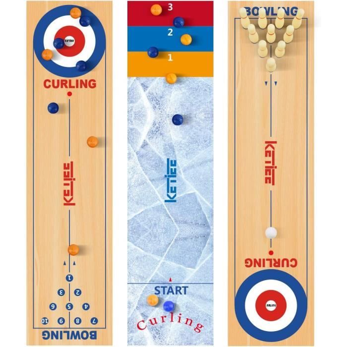 3 en 1 Jeu de Curling de Table 120x30cm Jeu de Table de Curling et de ...