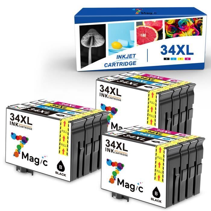 7MAGIC 12 CARTOUCHE IMPRIMANTE 34XL Cartouches d’encre Compatibles ...