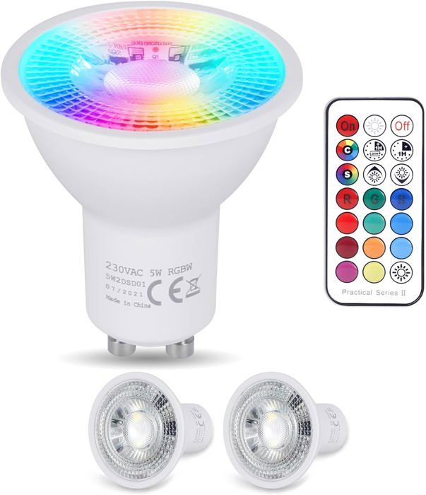 Ampoule LED GU10 Blanc Froid 5W,6000k RGB Dimmable Ampoule Couleur,Spot Changementde Couleur ...