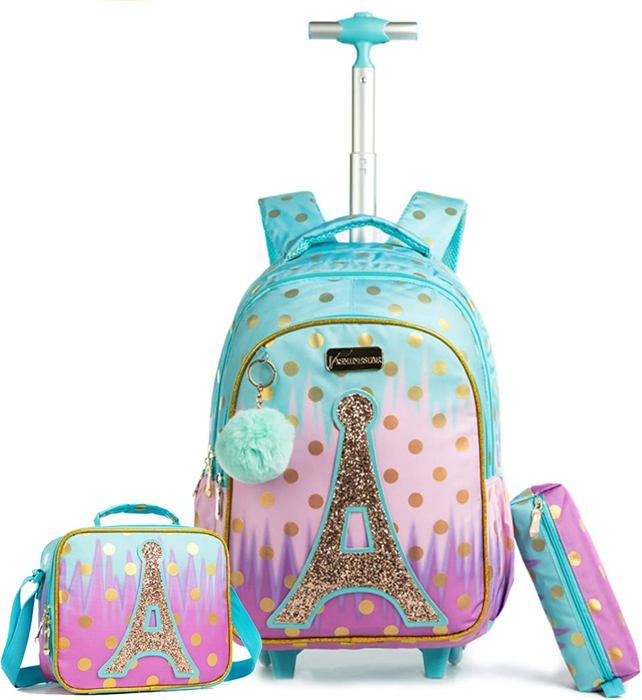 Sac À Dos À Roulettes Enfants,Sacs À Roulettes Avec Sac À Lunch Et Sac ...
