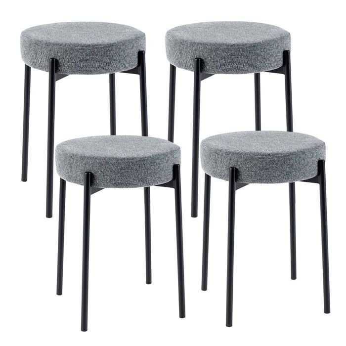 Lot de 4 tabourets empilables catre en metal siege en lin 40 x 40 x 50 ...