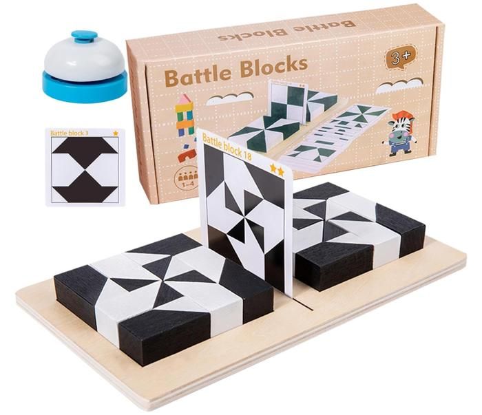 Block Puzzle Battle Blocks Jeu de Puzzle,Ensemble de Blocs à Motifs en Bois, Puzzle de Blocs ...