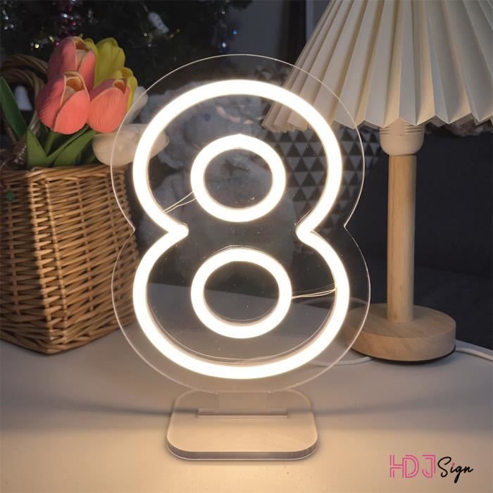 Vert - 8 8.7 pouces USB - Lampe Led fluo avec numéros de mariage ...