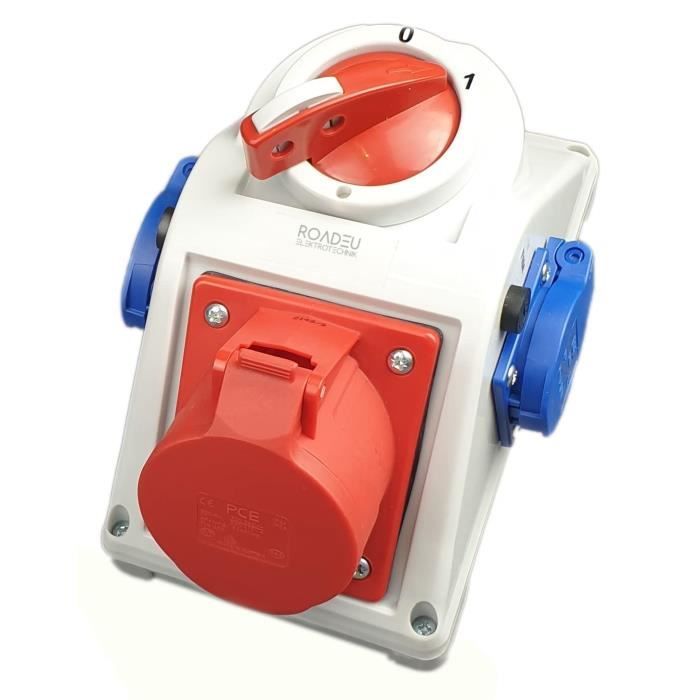 Prise Murale Commutable 32A 5P, 2X Prises 230V Pce - Interrupteur ...