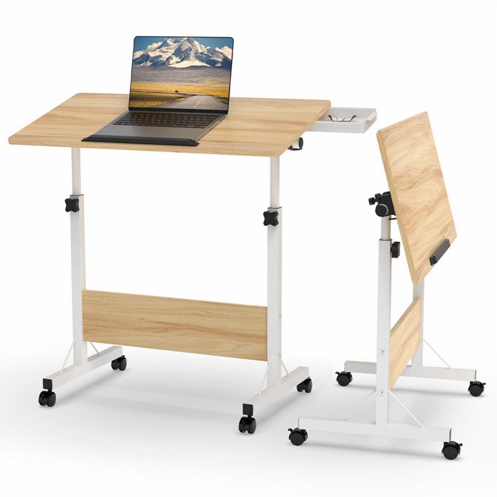 Table de Bureau Pliante Table de lit Réglable en Hauteur 80x40x65-88 cm ...