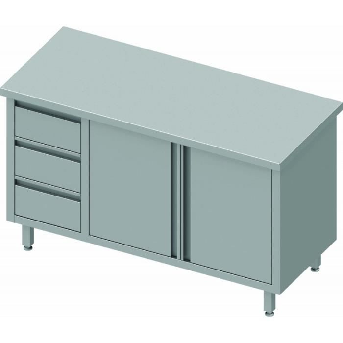 Table Armoire Inox - 2 Portes & 3 Tiroirs - Gamme 600 - Stalgast ...