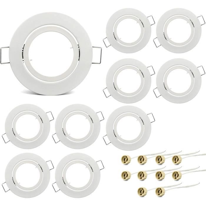 Lot de 10 Spot cadre Orientable GU10 Cadre Rond Blanc Cadre pour spot ...