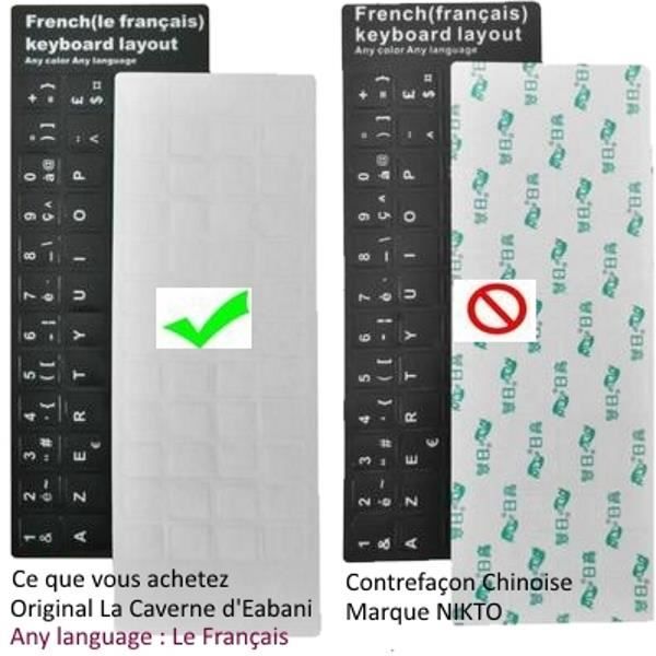 Sticker Autocollant AZERTY NOIR pour Touches de Clavier AZERTY ...