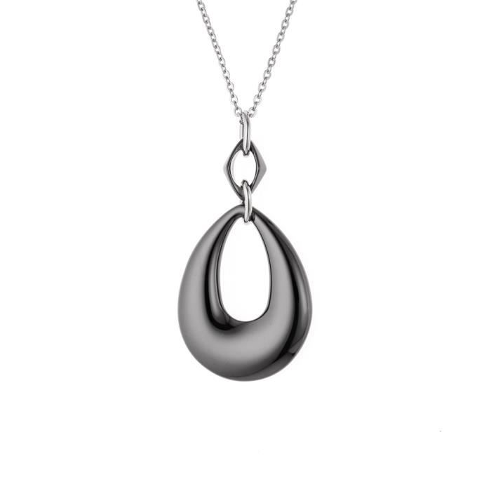 Collier - Paula - Argent Massif Rhodié 925 - Noir - Acier - Femme Noir ...