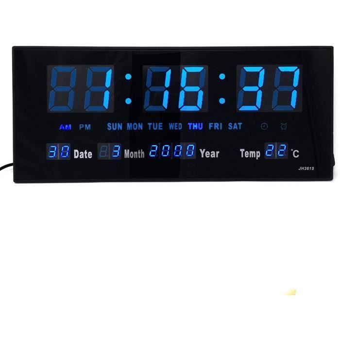 Horloge murale LED avec minuteur - JH3615 - Bleu - Contemporain ...