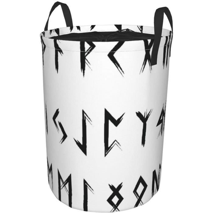 Grandpanier à linge pliable,Edda Rune Futhark Runen Noir Numérique ...