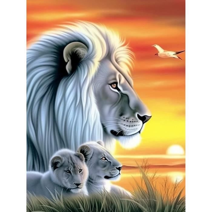 5D Diamond Painting Lion, Broderie Diamant Animal, Canevas Diamant ...