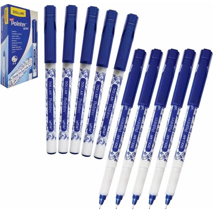Wow Lot De 10 Stylos À Pointe Fine (0,3 Mm), Bleu, Parfaits Pour Les ...