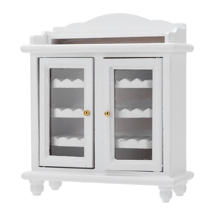 Drfeify armoire miniature Meuble de maison de poupée en bois classique élégant bricolage meuble ...