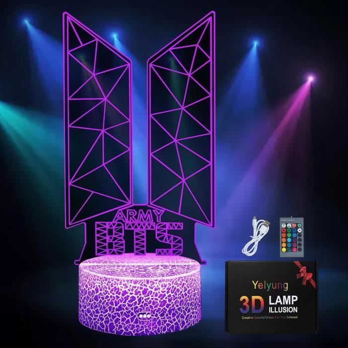 Veilleuse 3D Kpop Bts,Lampe Illusion Led 3D Bts,Veilleuse Bts Pour ...